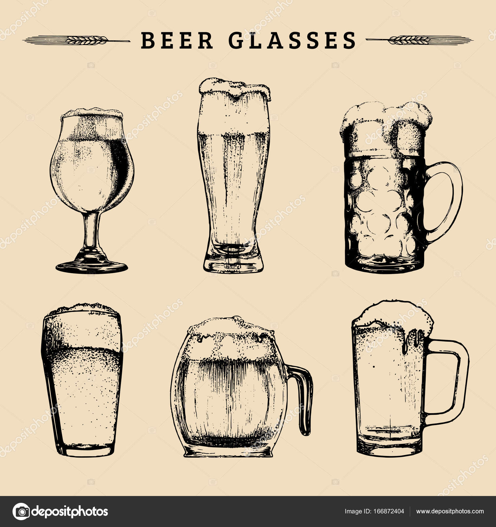 Set of vintage beer glasses Stock Vector by ©vladayoung 166872404