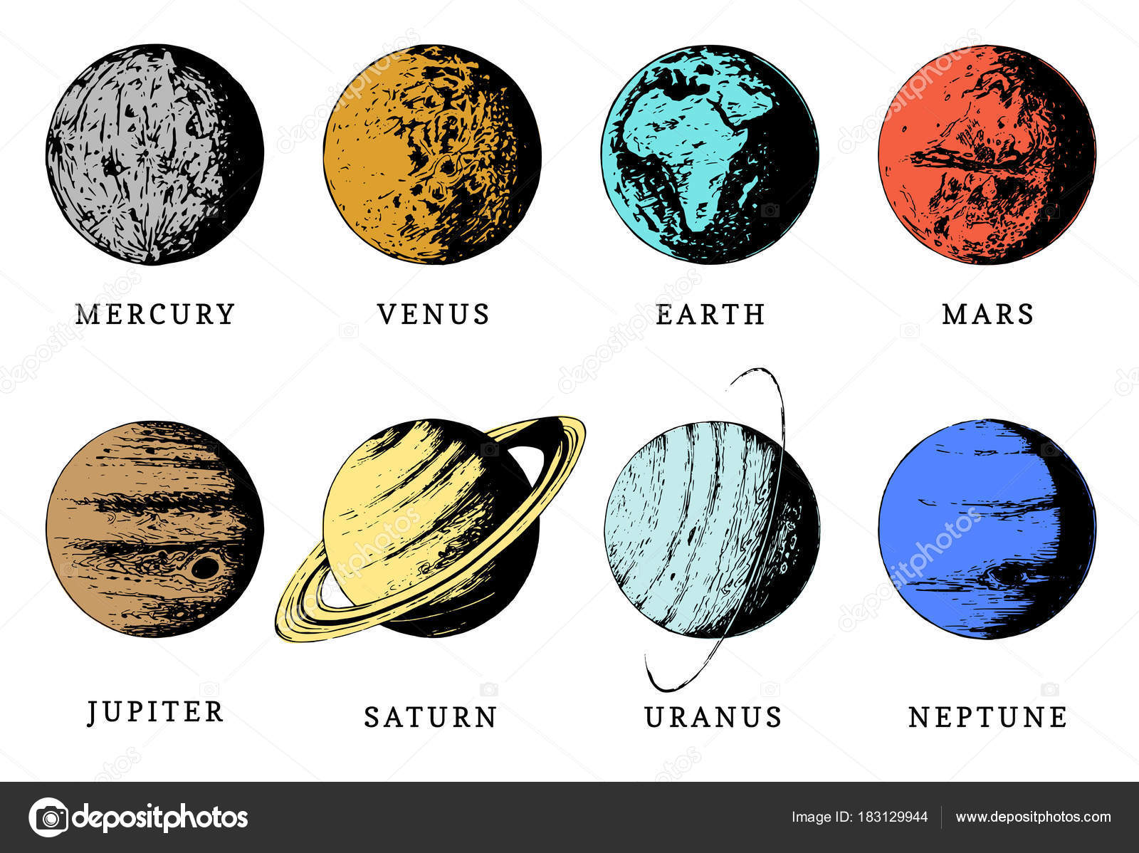 Solar System Color Infographics Vector Hand Drawn Illustration Eight ... Solar System Color Infographics Vector Hand Drawn Illustration Eight ...