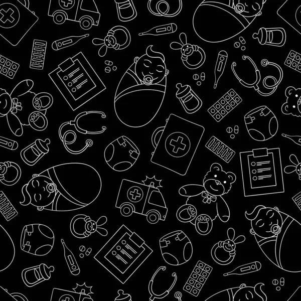 Vector Seamless Pattern Theme Pediatrics Children's Health White ...