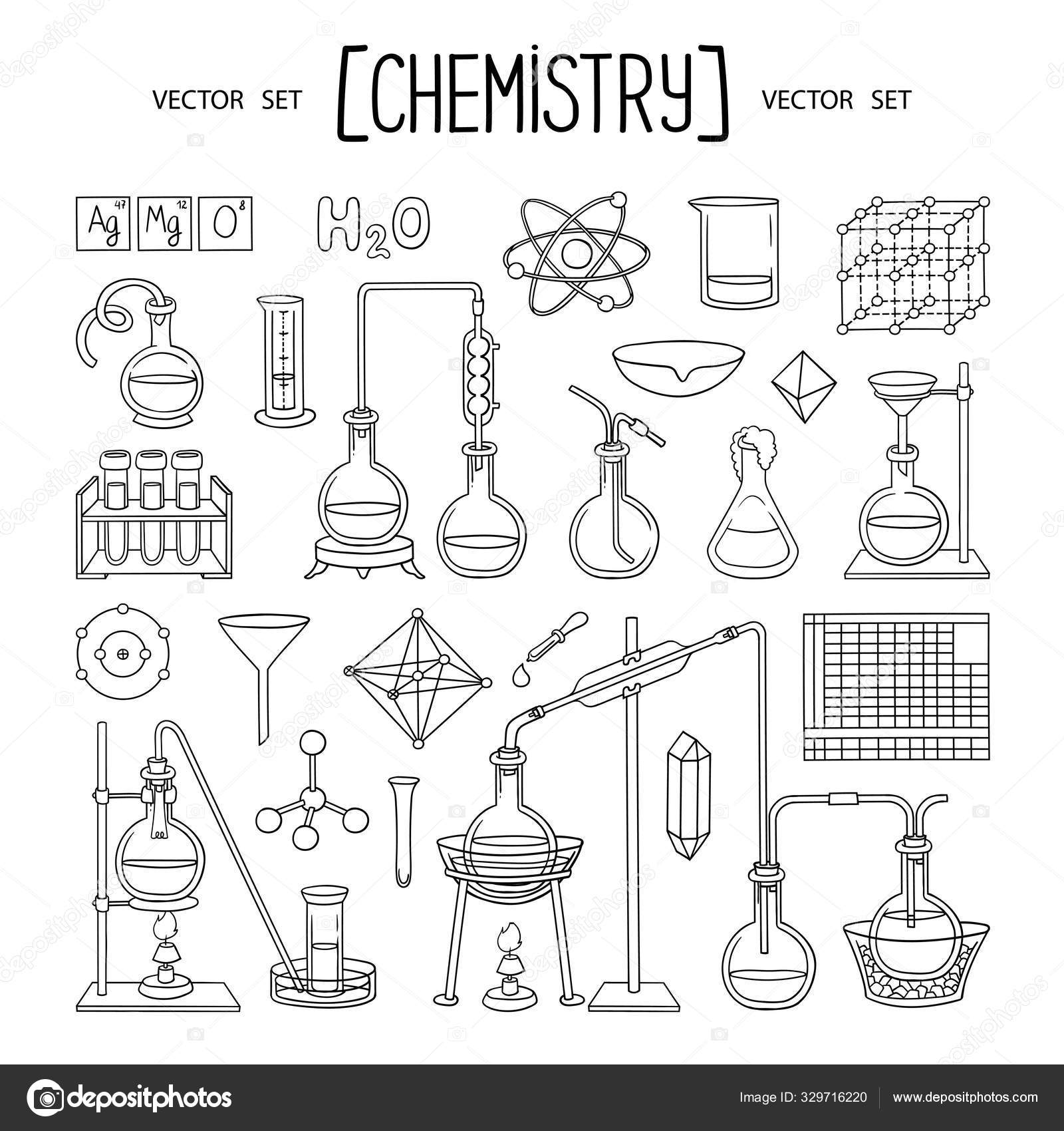 Cartoon Science Equipment Black And White