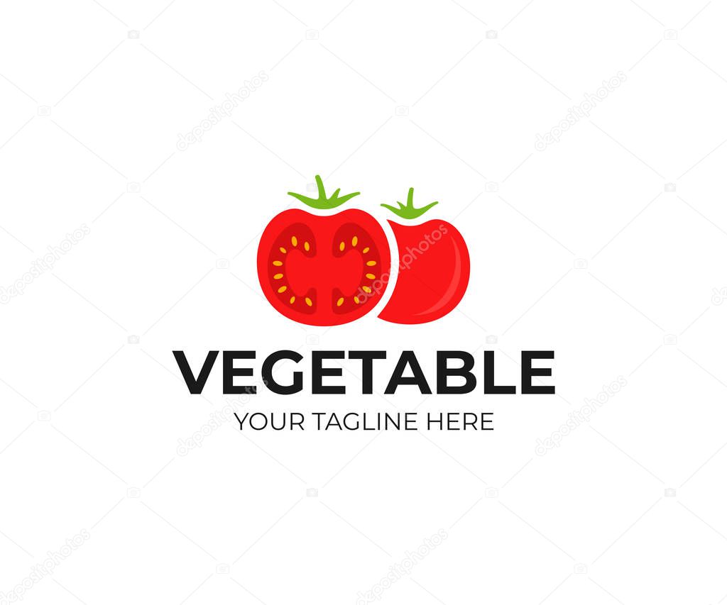 Plantilla de logotipo de tomate rojo. Diseño de vectores de verduras ...
