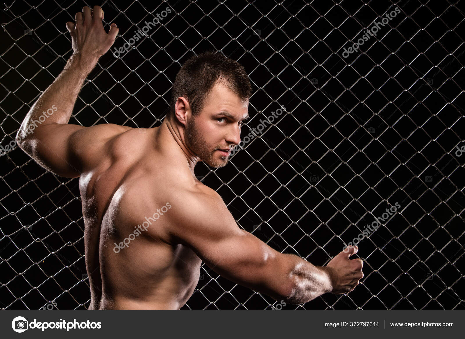 Beautiful Strong Man Fence Background Stock Photo by ©racool_studio ...