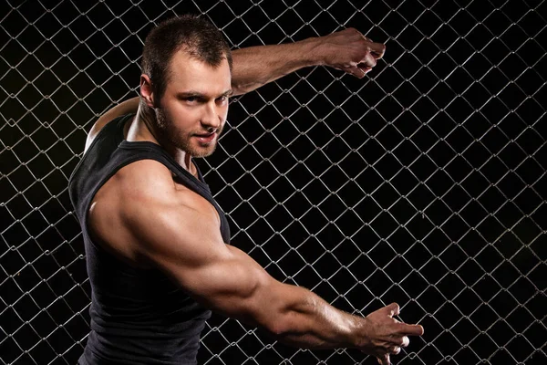 Beautiful Strong Man Fence Background Stock Photo by ©racool_studio ...