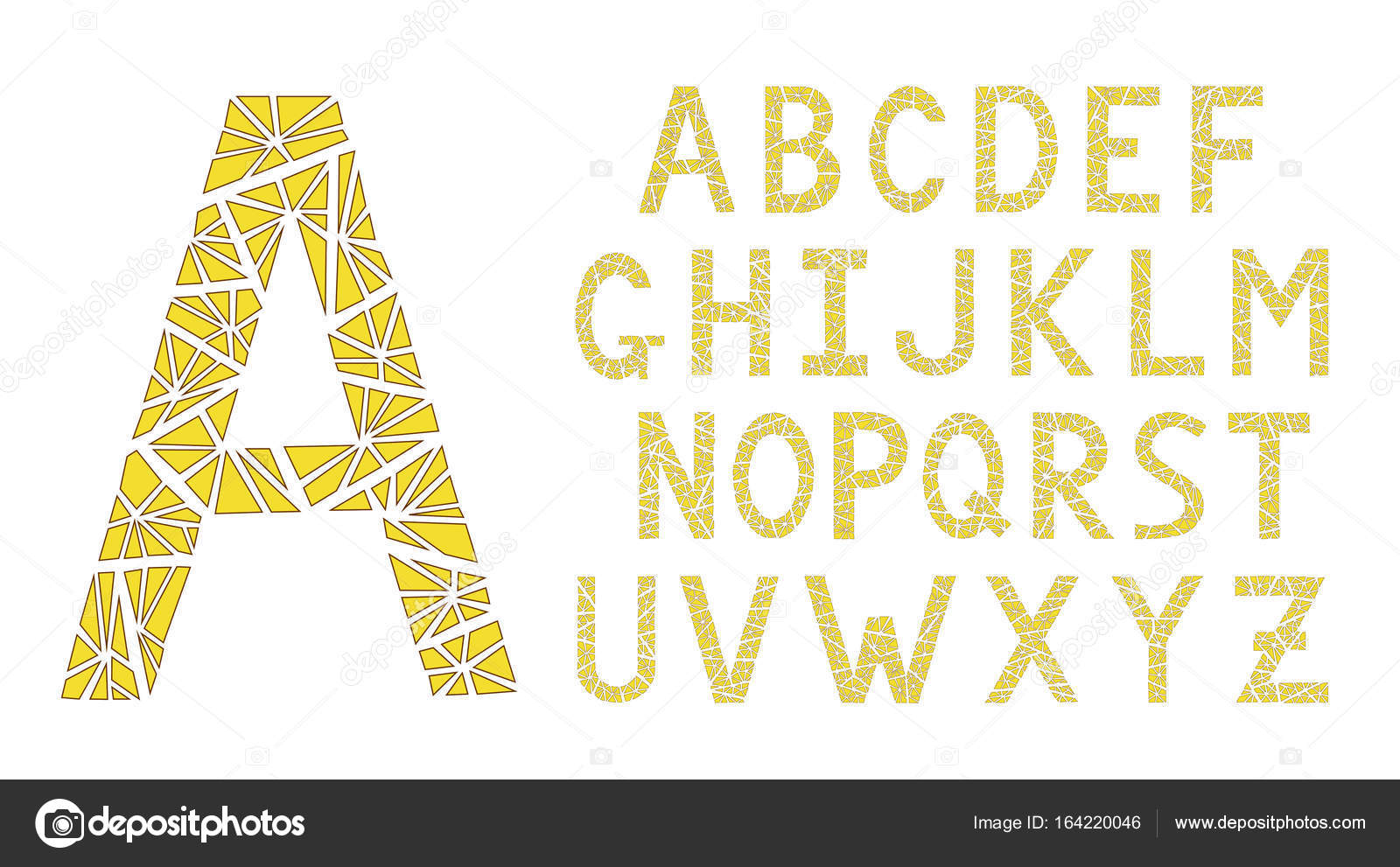 Abcs. English alphabet. Modern triangles font. Yellow color. Stock ...