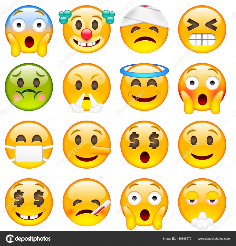 Conjunto de emoticonos clásicos vector, gráfico vectorial © ober-art ...