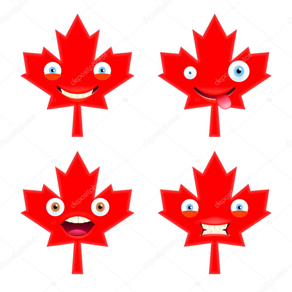 Canada Day Emojis. Set of Maple Emoticons — Stock Vector © ober-art ...