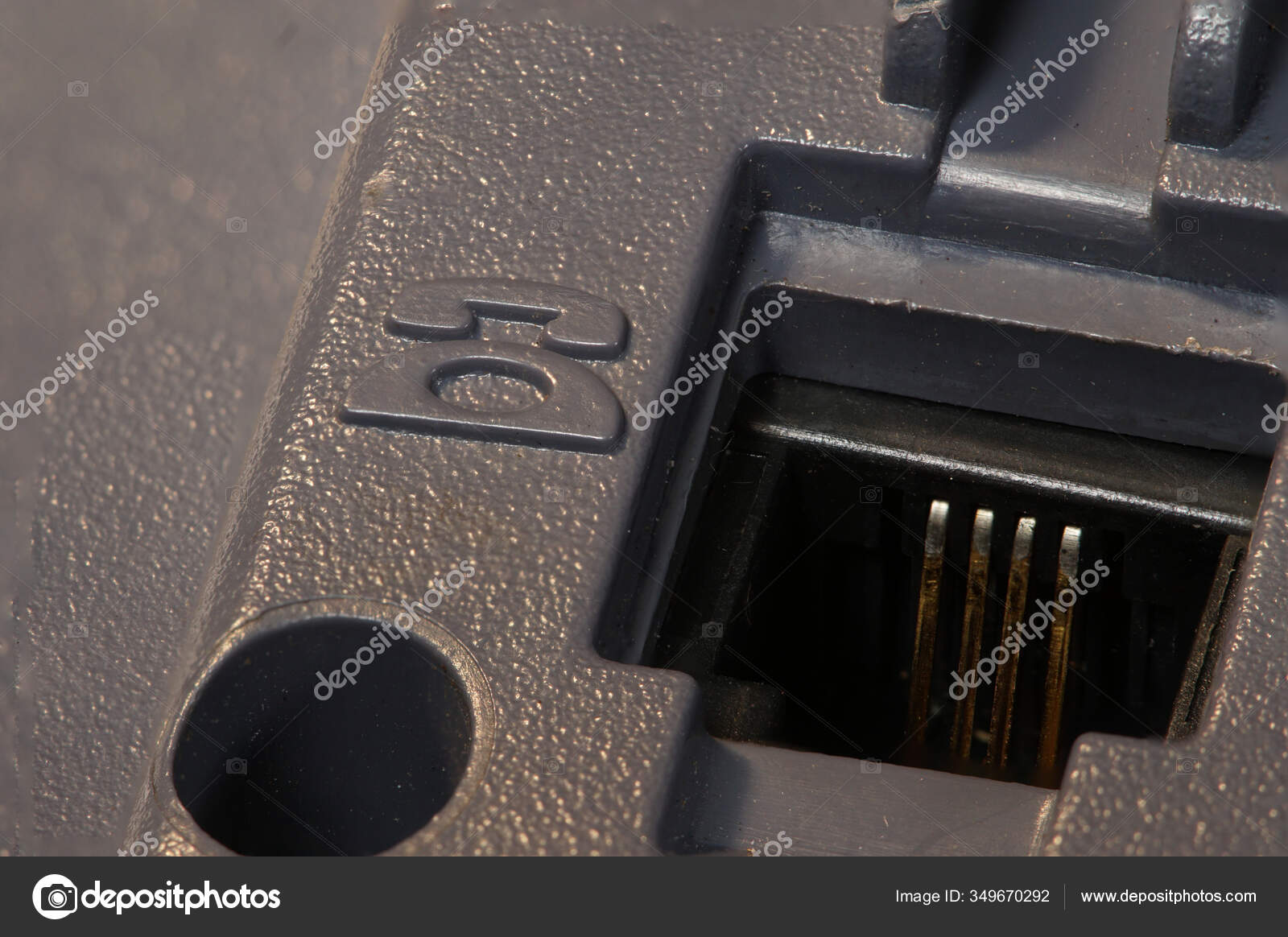 Telephone Lan Line Plug Connector Phone Icon Gray Plastick Show Stock ...