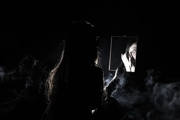 White Smoke Tan Skin Asian Woman Black Straight Hair Business Stock ...