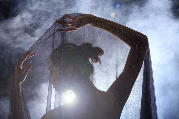 White Smoke Tan Skin Asian Woman Black Hair Dark Lip — Stock Photo ...