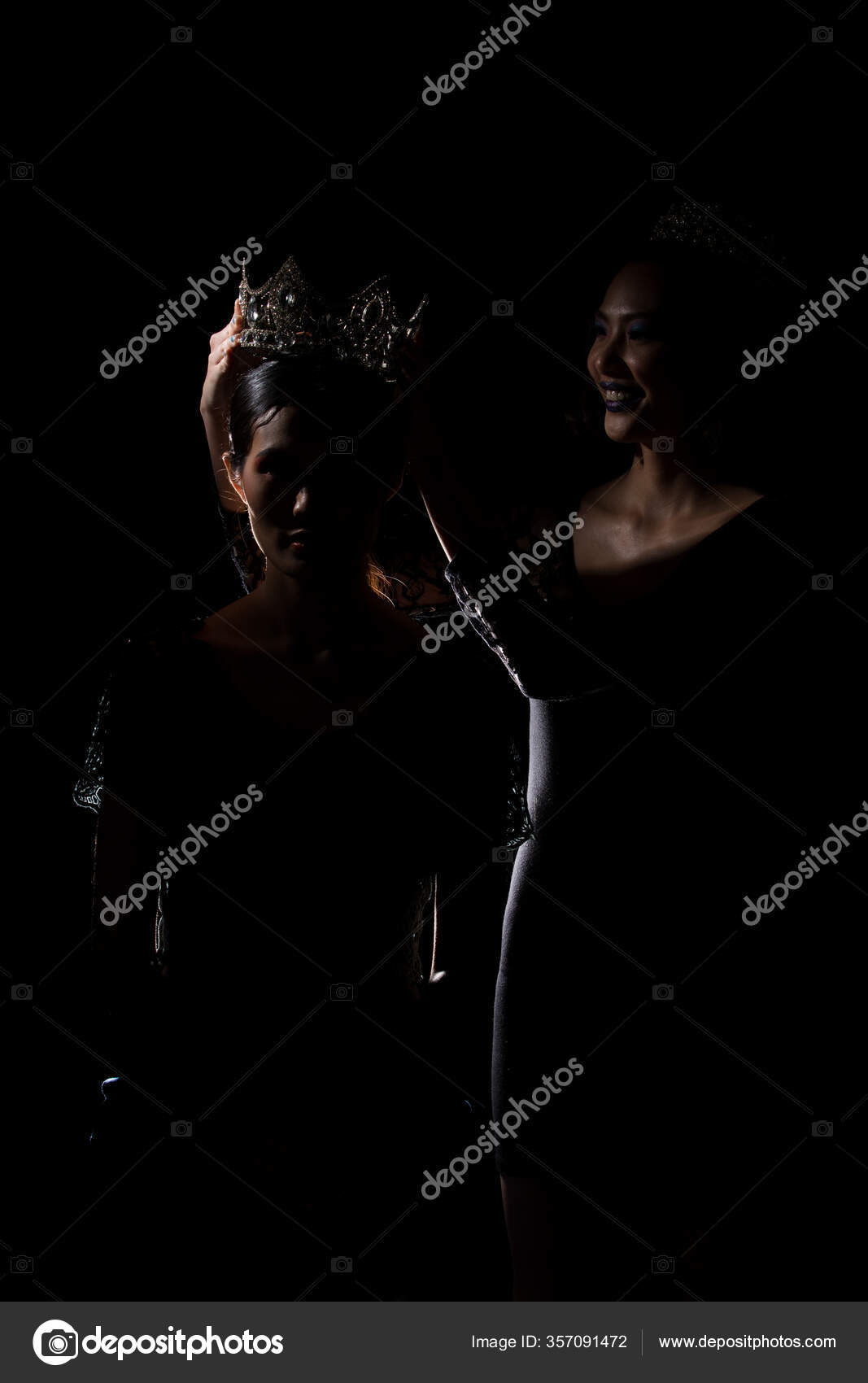 Two Silhouette Shadow Back Rim Light Miss Pageant Beauty Queen Stock ...