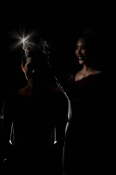 Two Silhouette Shadow Back Rim Light Miss Pageant Beauty Queen Stock ...