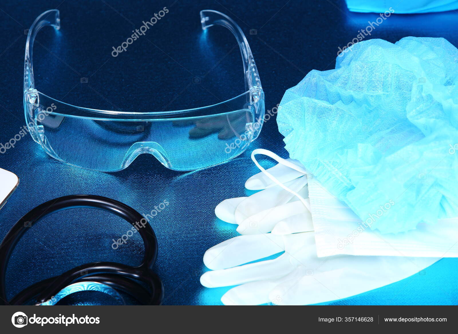 Glasses Lab Test Tools Equipment Tablet Mask Goggle Glove Set Stock ...