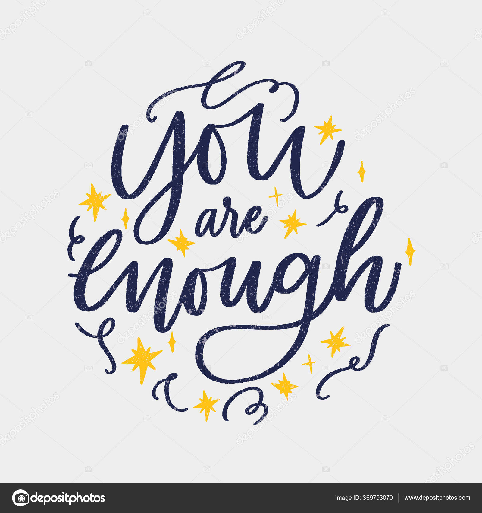 You are enough handdrawn lettering illustration. Motivational quote ...