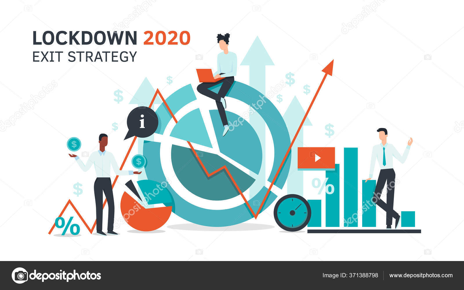 Lockdown exit strategy. Quarantine, lifting lockdown plan. Vector flat ...