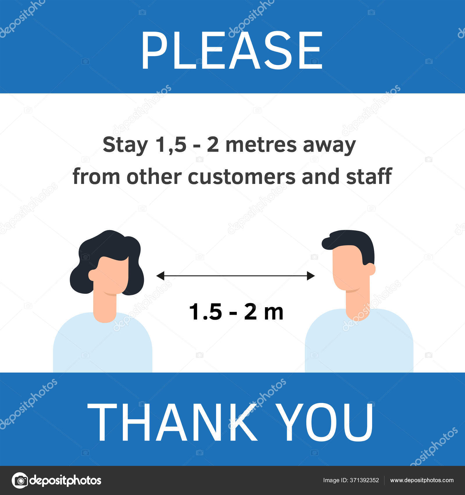 Vector illustration in flat style. Men and women in shop. Keep safe ...