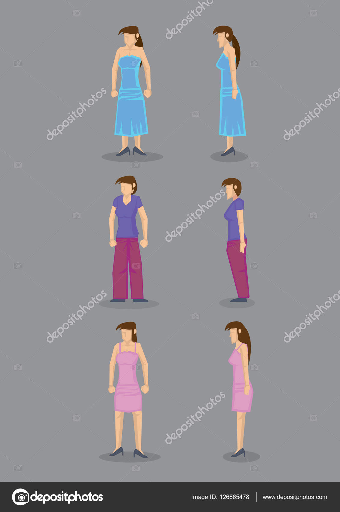 Woman Vector Icons Front and Side View Stock Vector Image by ©hofred ...