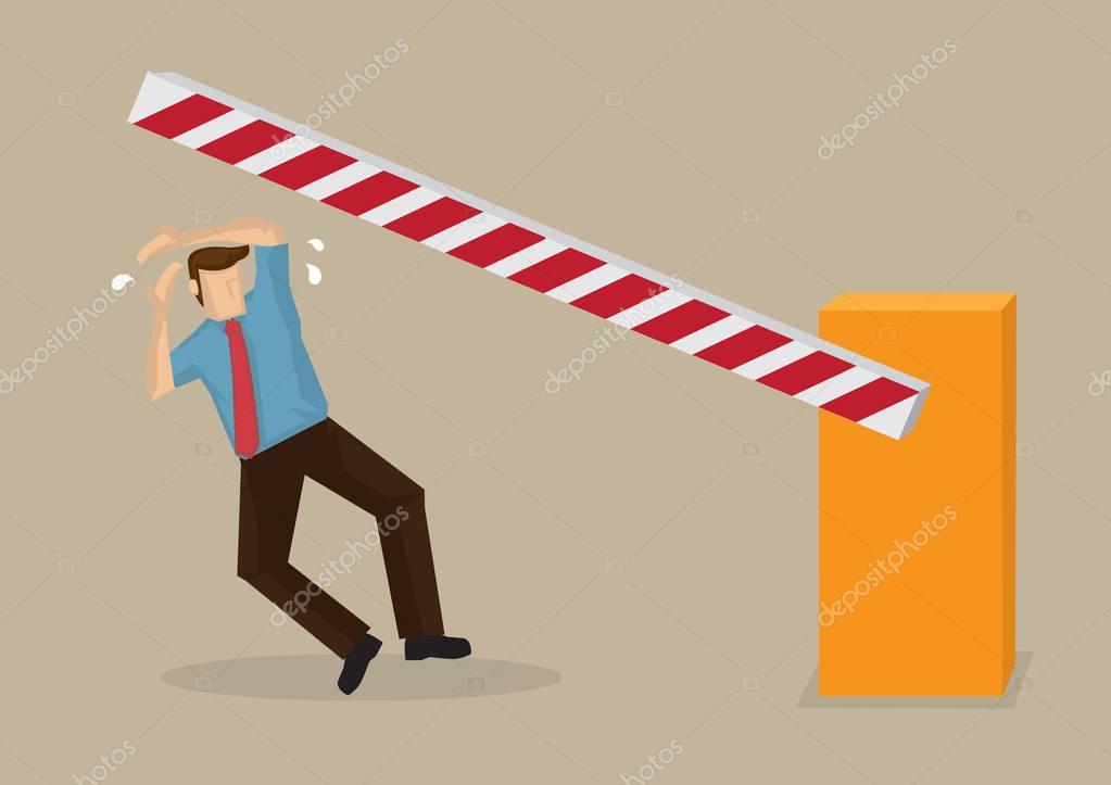 Automatic Boom Barrier Accident Cartoon Vector Illustration Stock ...