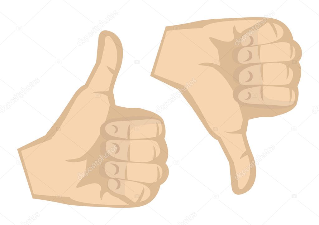 Thumbs Up and Thumbs Down Hand Gestures Vector Illustration — Stock ...