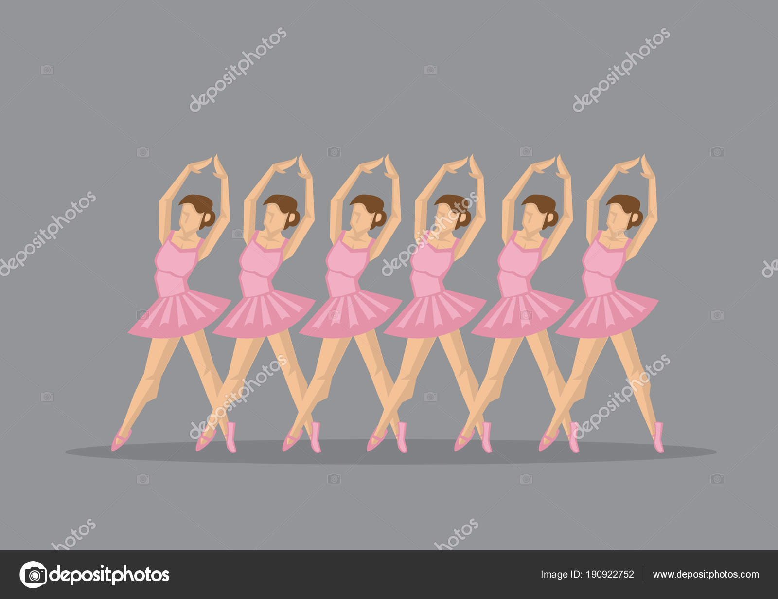 Group of Ballet Dancers En Pointe in Pink Vector Illustration Stock ...