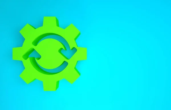 Green Gear and arrows as workflow concept icon isolated on blue ...