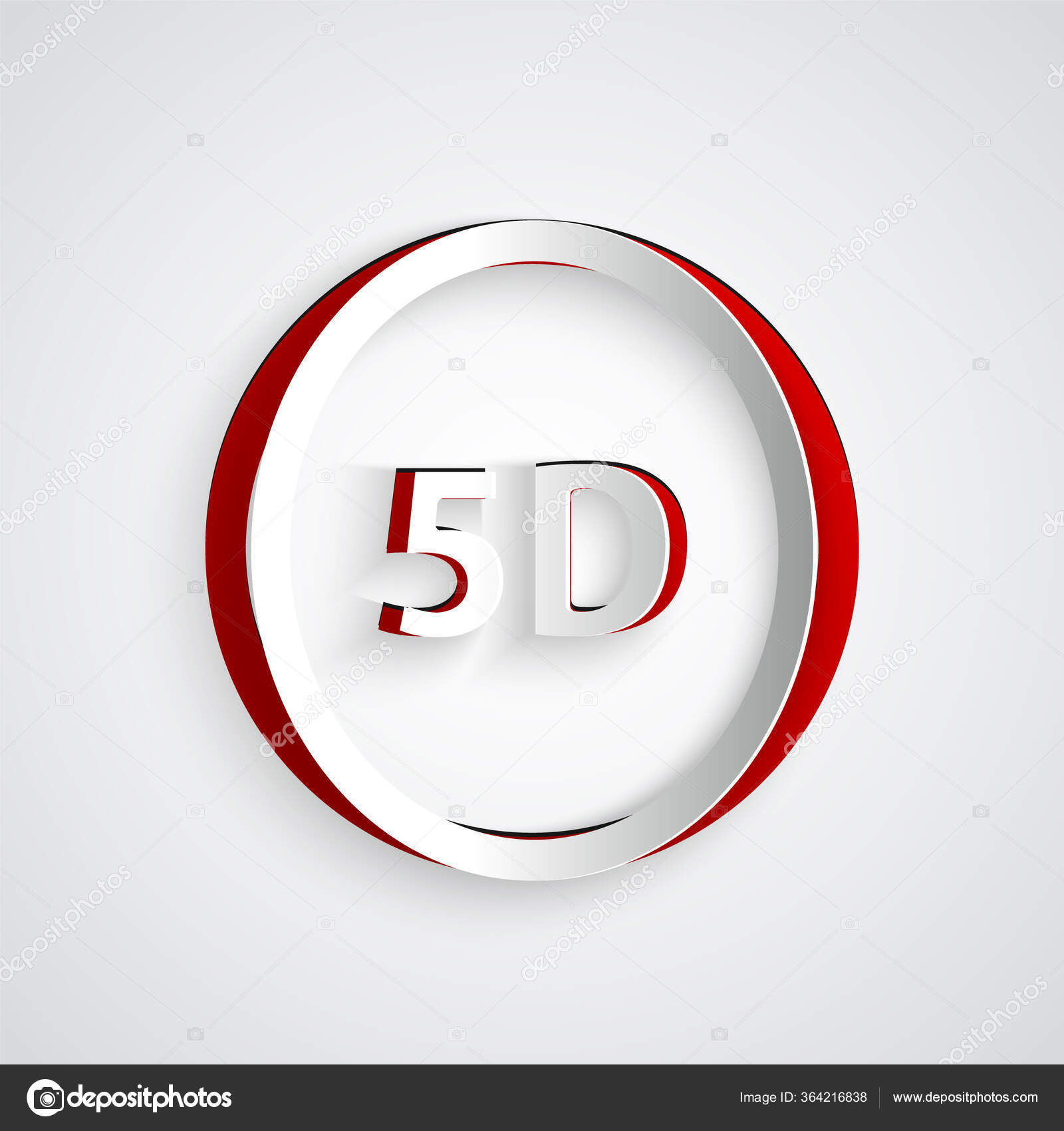 Paper cut 5d virtual reality icon isolated on grey background. Large ...