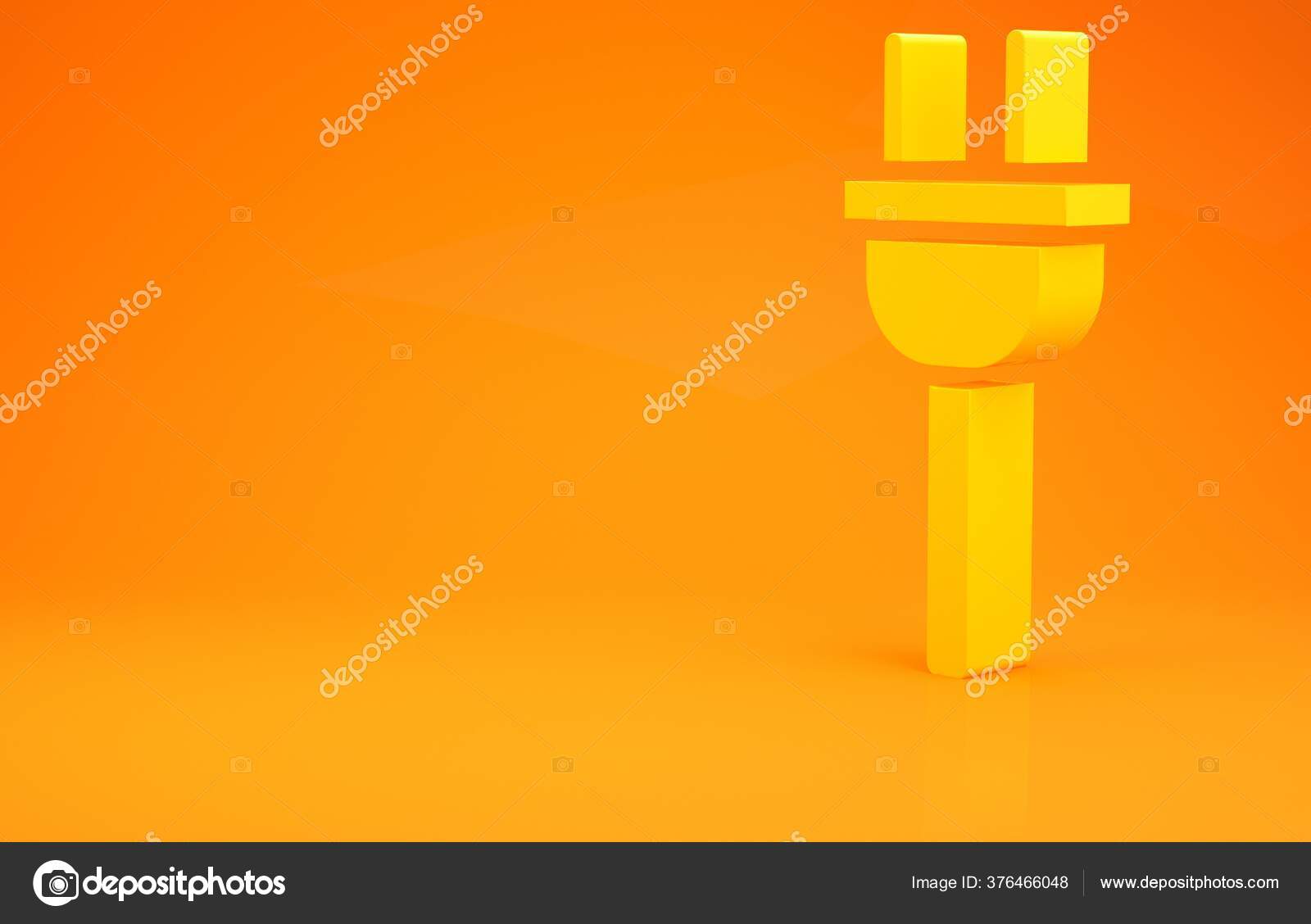 Yellow Electric Plug Icon Isolated Orange Background Concept Connection ...