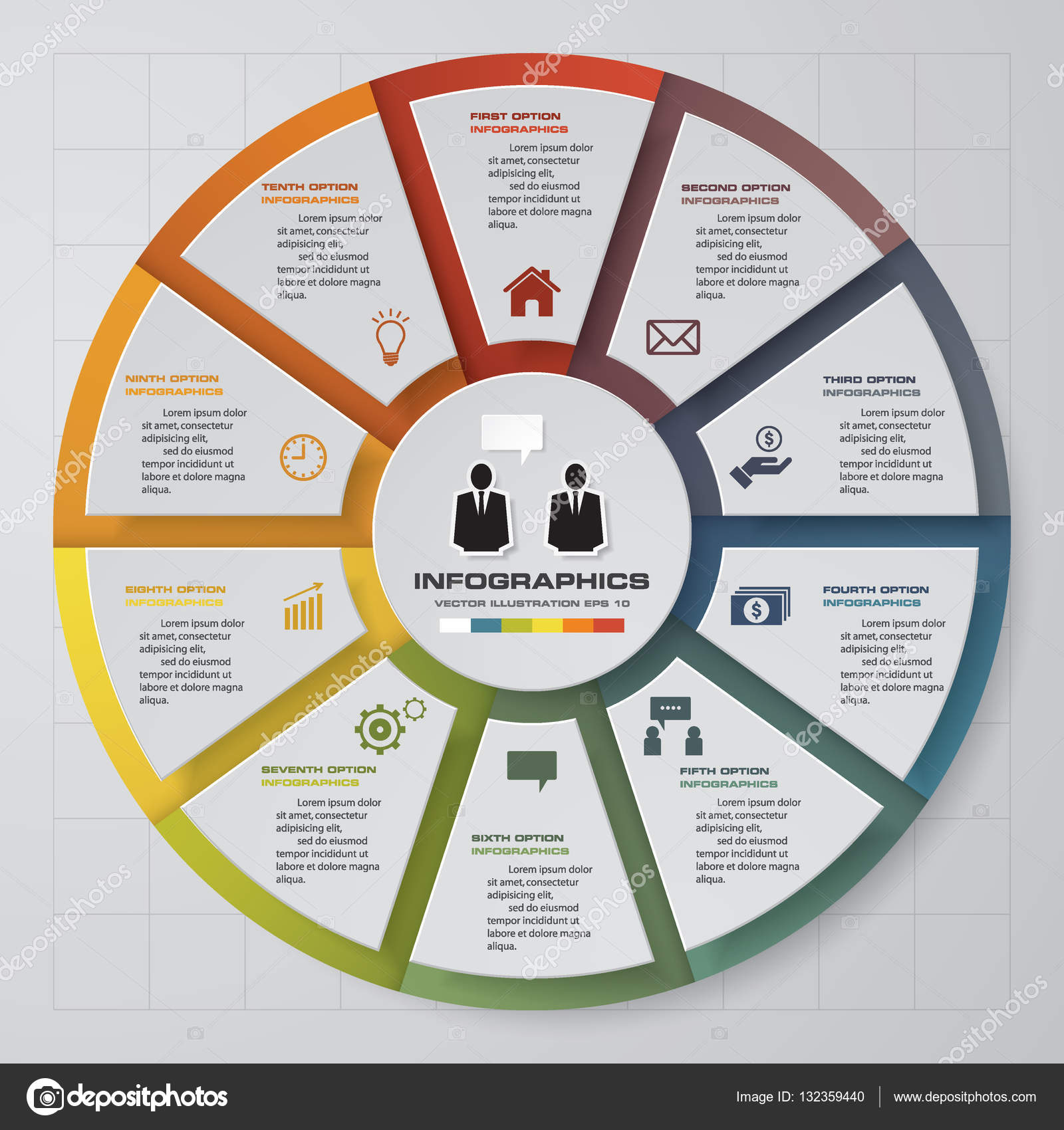 Simple & Editable 10 pasos diagramas de diagramas plantilla / gráfico o ...