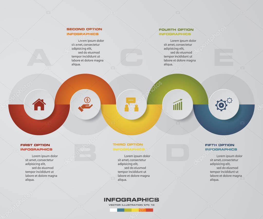 Simple & Editable 5 pasos diagramas de diagramas plantilla / gráfico o ...