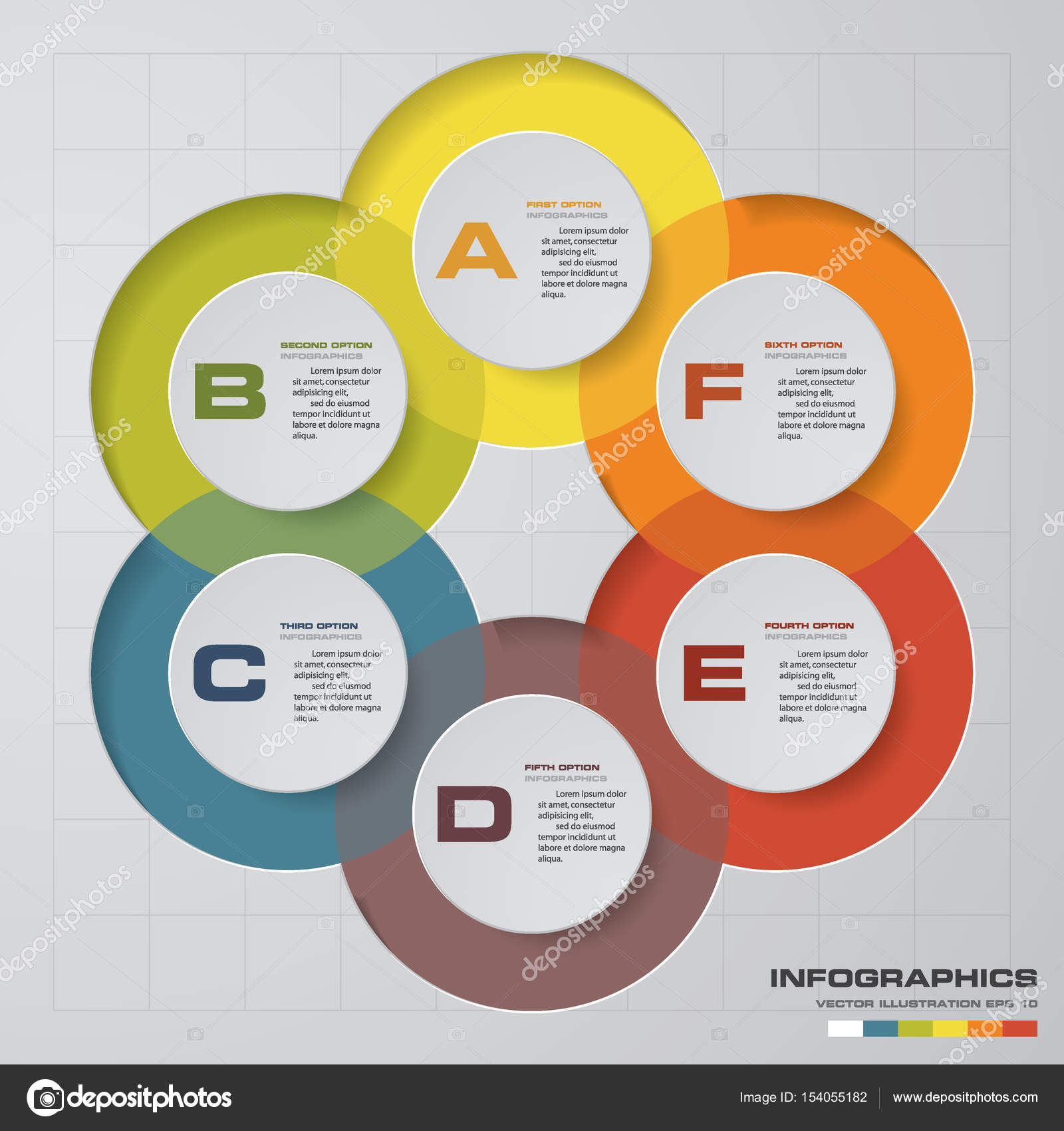 Einfache und editierbare Diagramm-Vorlage / Grafik oder Website-Layout in 6 Schritten. Vektor ...