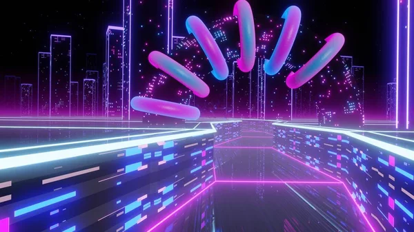 ᐈ Neon cityscape wallpaper stock photos, Royalty Free 80s neon city ...