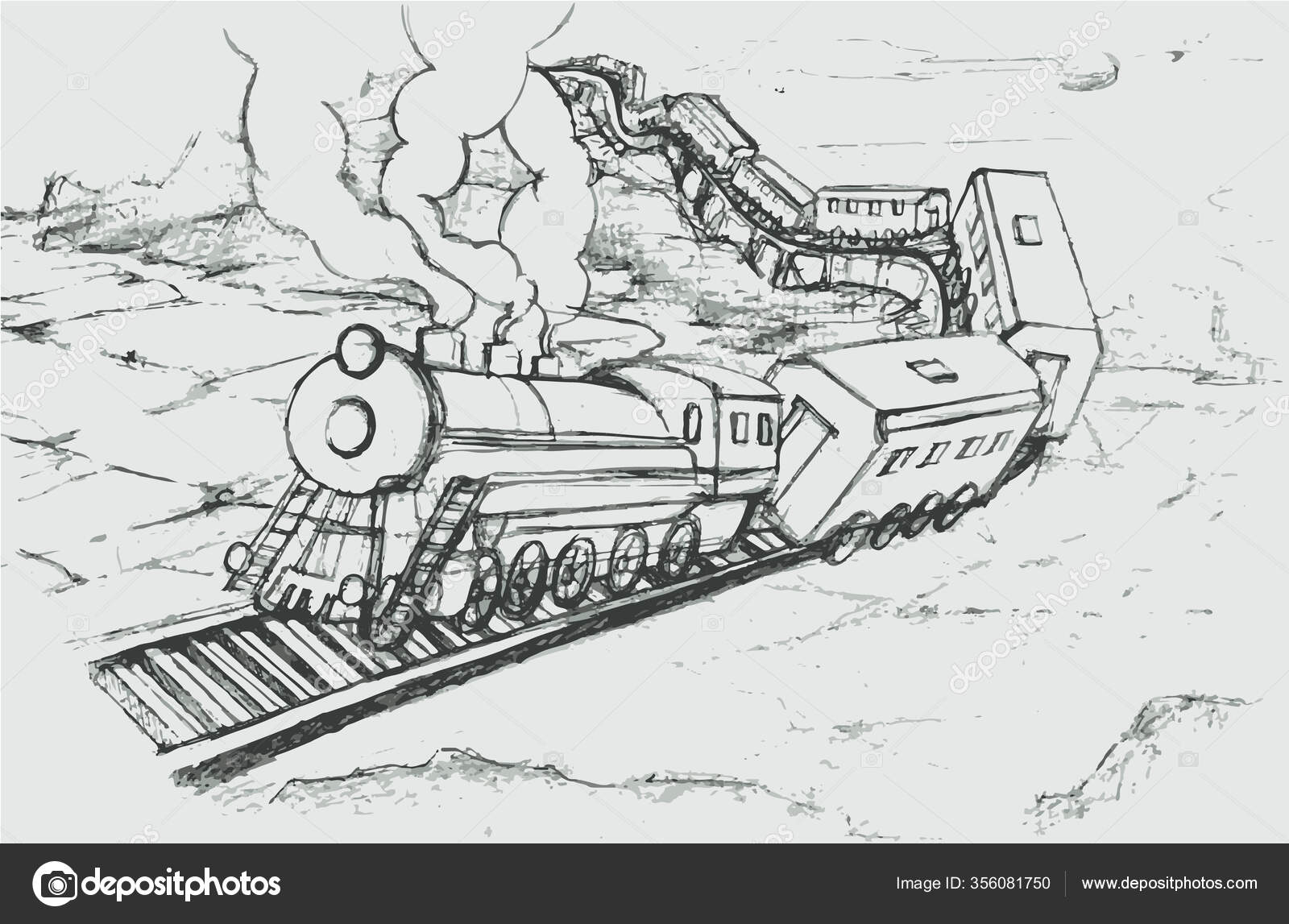 Train rides at high speed sketch drawing Stock Illustration by ...