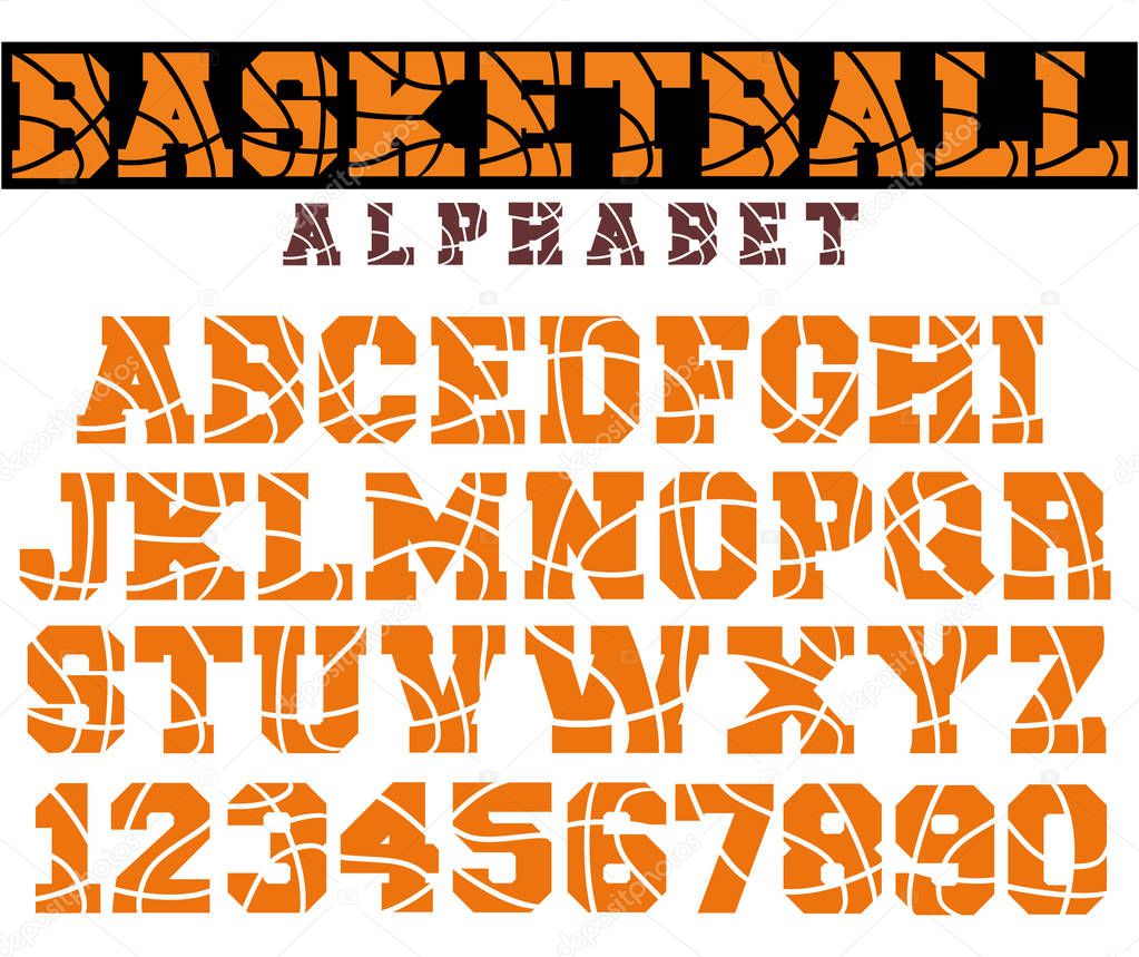 Fuente vectorial de baloncesto. Deporte letras del alfabeto de fuente y ...