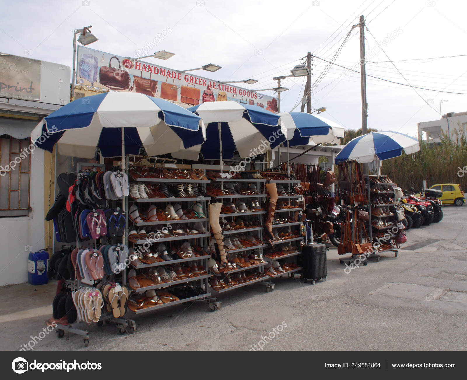 Small Shops Beach Bars Sea Front Road Perissa – Stock Editorial Photo ...