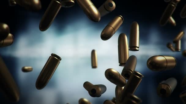 Animation Falling Bullets Different Calibers Dark Blurred Background ...