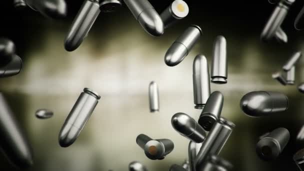 Animation Falling Bullets Different Calibers Dark Blurred Background ...