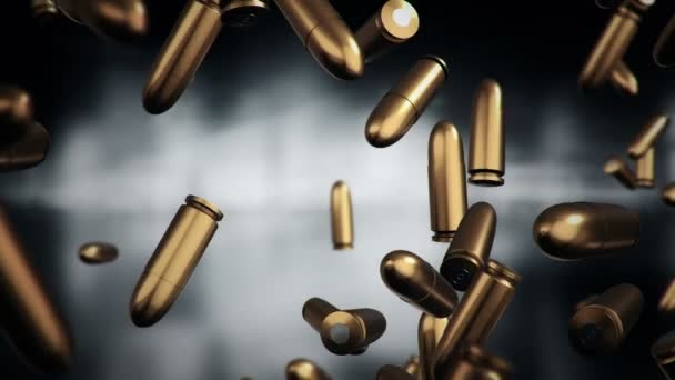 Animation Falling Bullets Different Calibers Dark Blurred Background ...