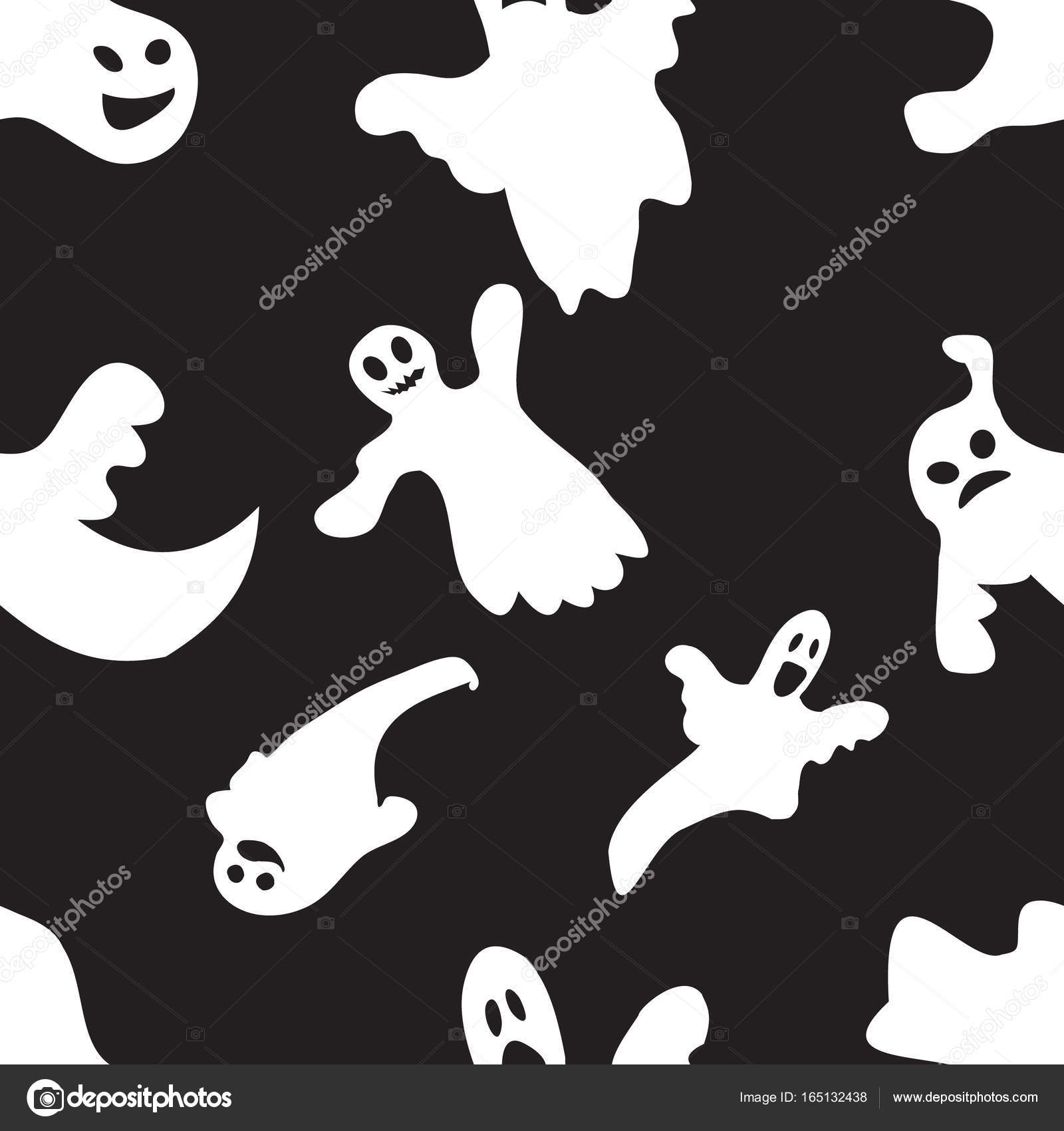 Seamless background with ghosts - vector illustration. Stock Vector ...