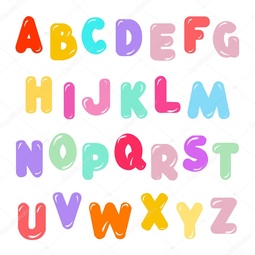 Dibujos animados infantiles ABC para su diseño. Ilustración vectorial. 2024