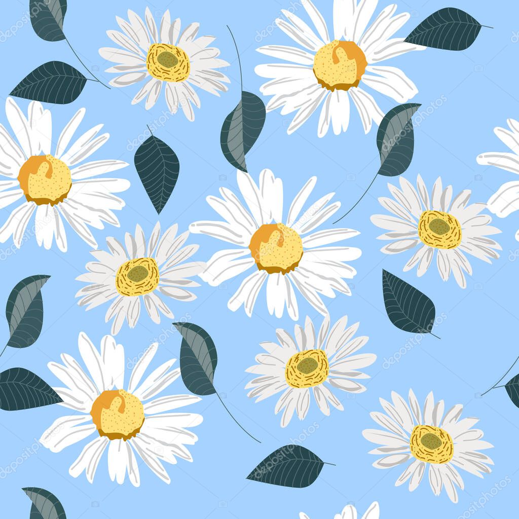 Patr n sin costuras de margaritas de campo, flores delicadas sobre un fondo claro, patr n para ...