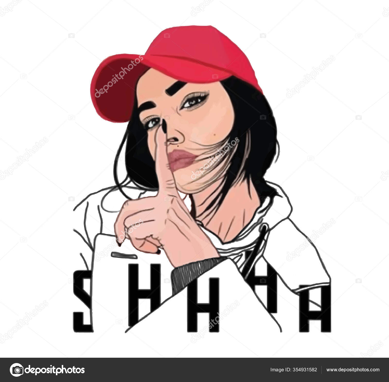 Woman Show Silence Sign Beautiful Woman Saying Hush Quiet Finger Stock ...