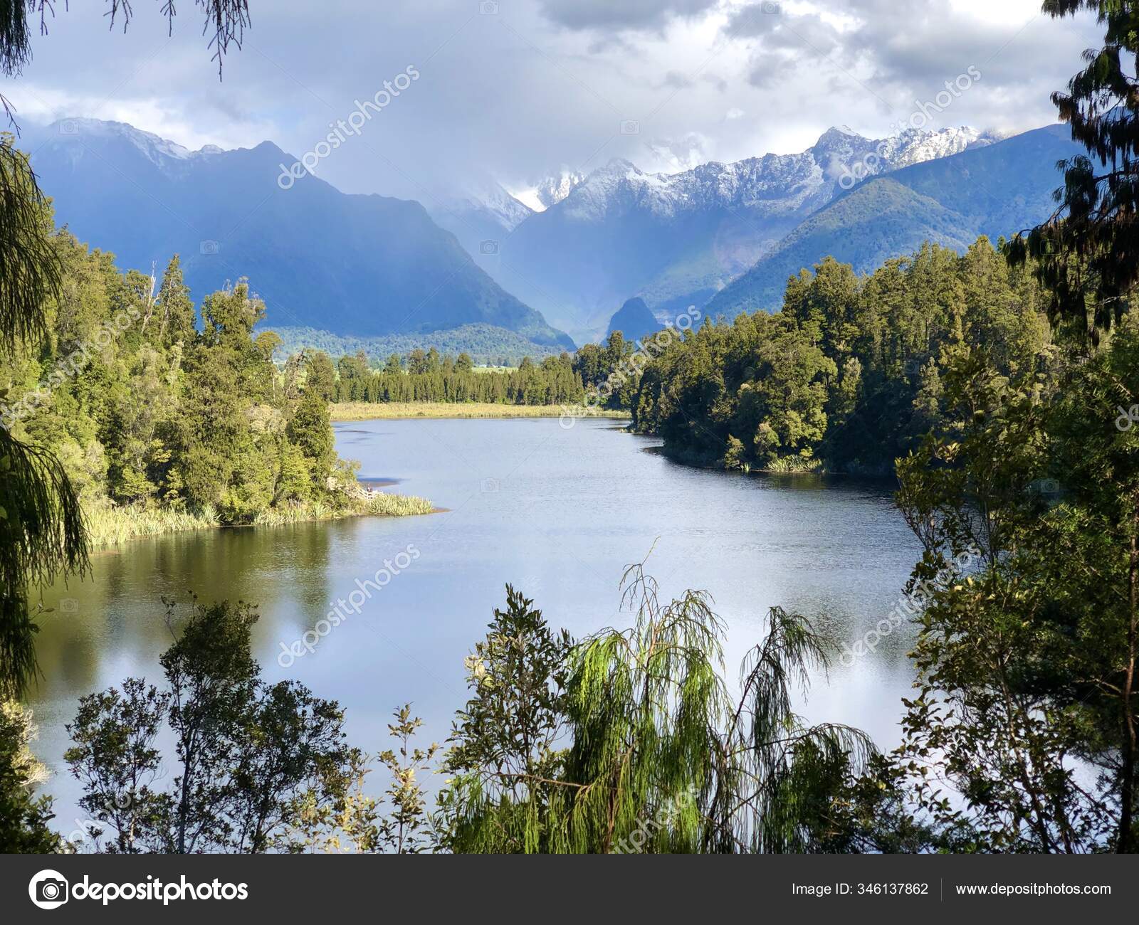 Mount Cook Mount Tasman Views Lake Matheson New Zealand — Stock Photo ...
