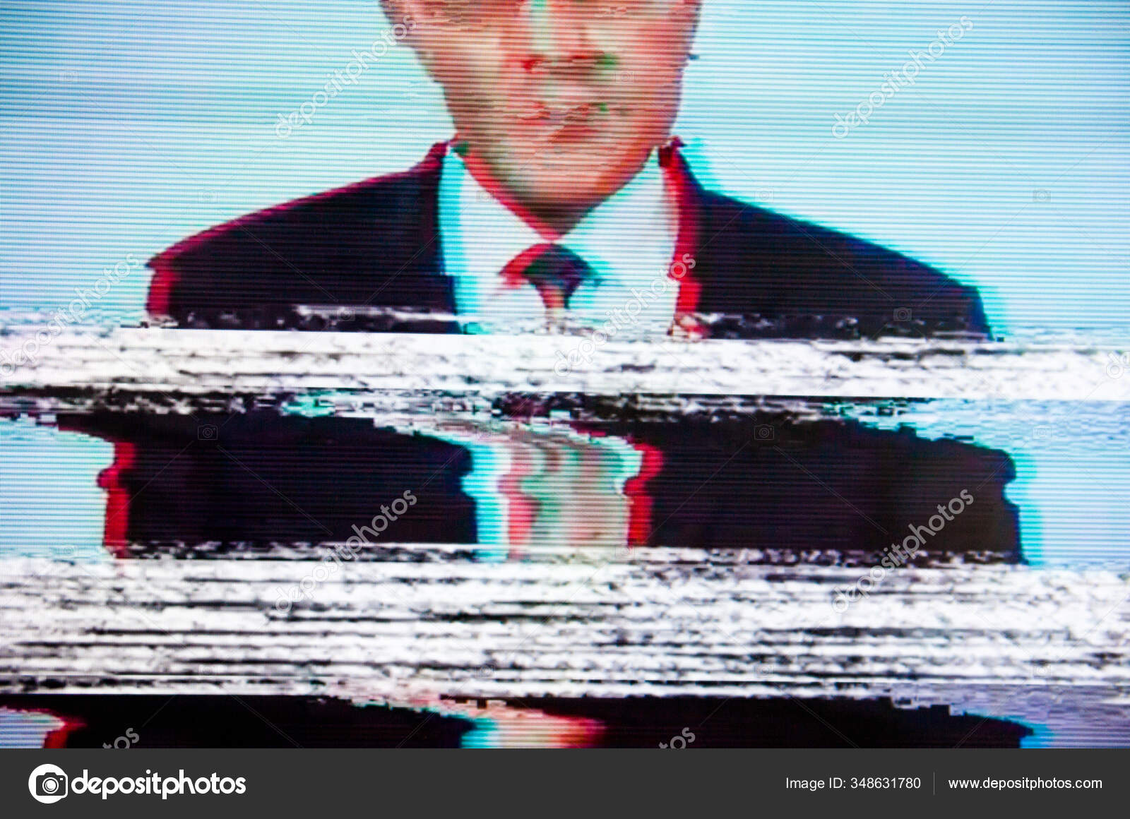 Man Suit Screen Broadcaster Glitch Digital Errors Screen — Stock Photo ...