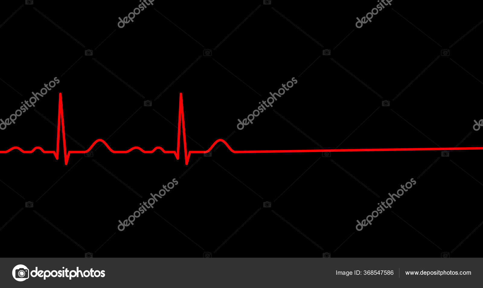 Ekg Line Heartbeat Heart Stops Beating Death Electrocardiography Vector ...