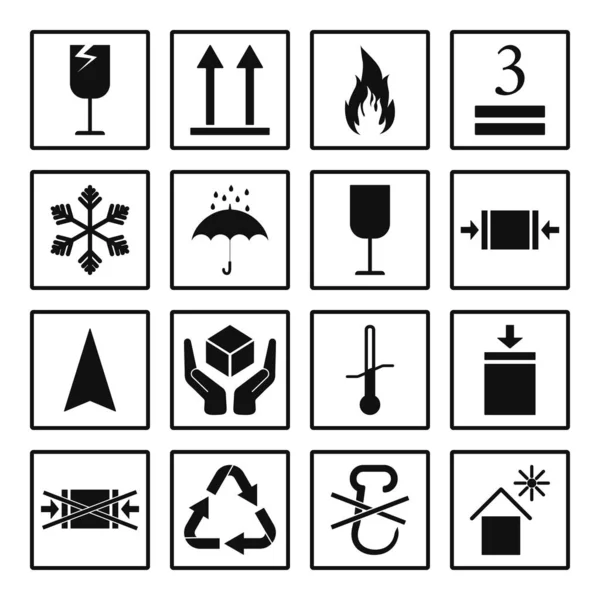Set of packing symbols icon for box isolated on white background ...