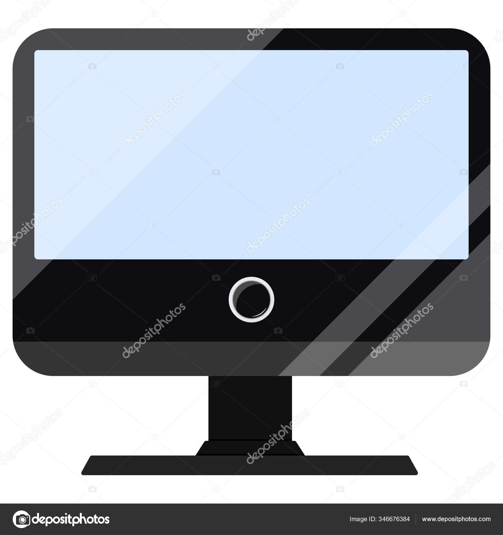 Black Computer Digital Lcd Display Touch Screen Flat Design Cartoon ...