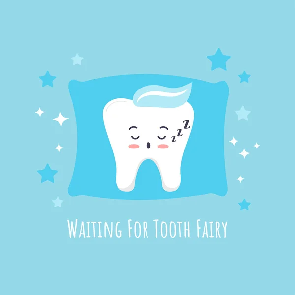 Cute tooth emoji with blue toothbrush paste on head and sparkles. Stock ...