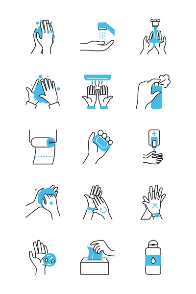 Water and hand hygiene icon set, half color half line style Stock ...