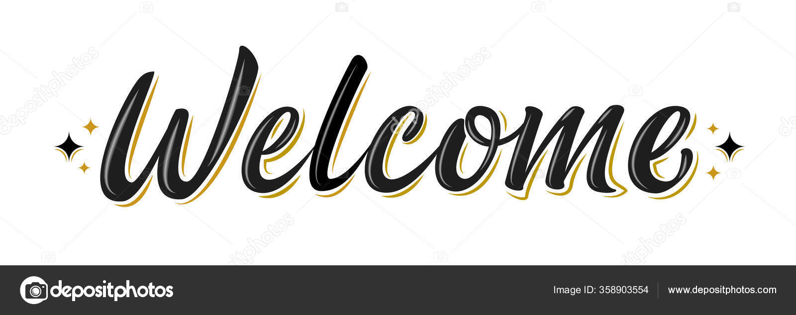 Señal Bienvenida Letras Pincel Moderno Manuscritas Sobre Fondo Blanco ...