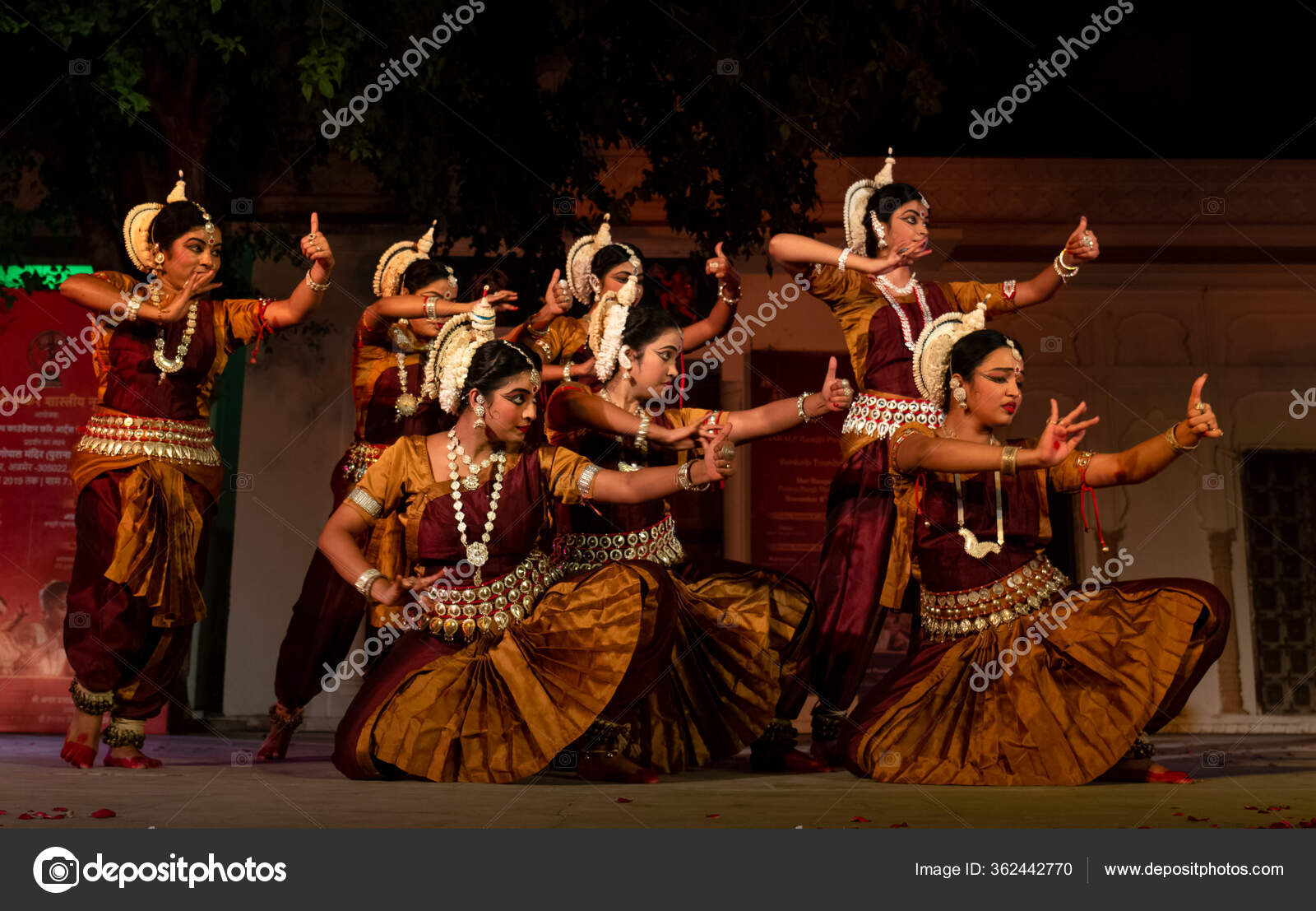 Indian Girls Performing Indian Classical Odissi Dance Form Odisha State ...