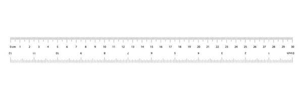 Realistic metal ruler measuring scale. Vector markup for 15 inches 30 ...